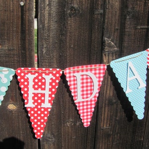 Red, Turquoise, White Happy Birthday Banner, Birthday Decorations ...