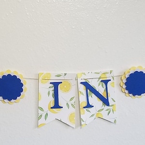 Lemon Baby Shower Banner, Lemon Banner, Blue and Yellow, Blue and Lemon ...