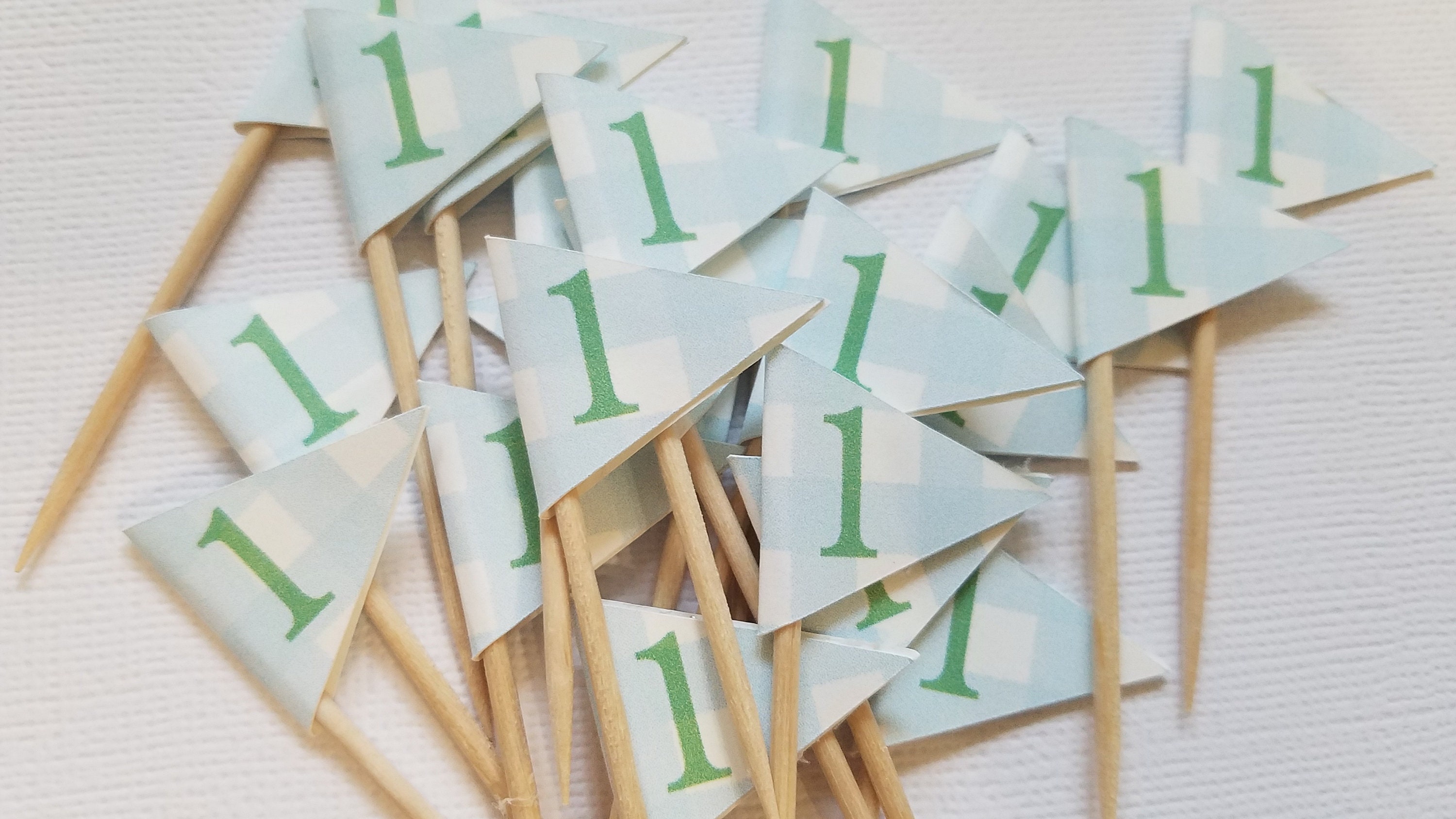 Personalized Flag Food Picks, Flag Cupcake Toppers, Set of 24, Gingham ...