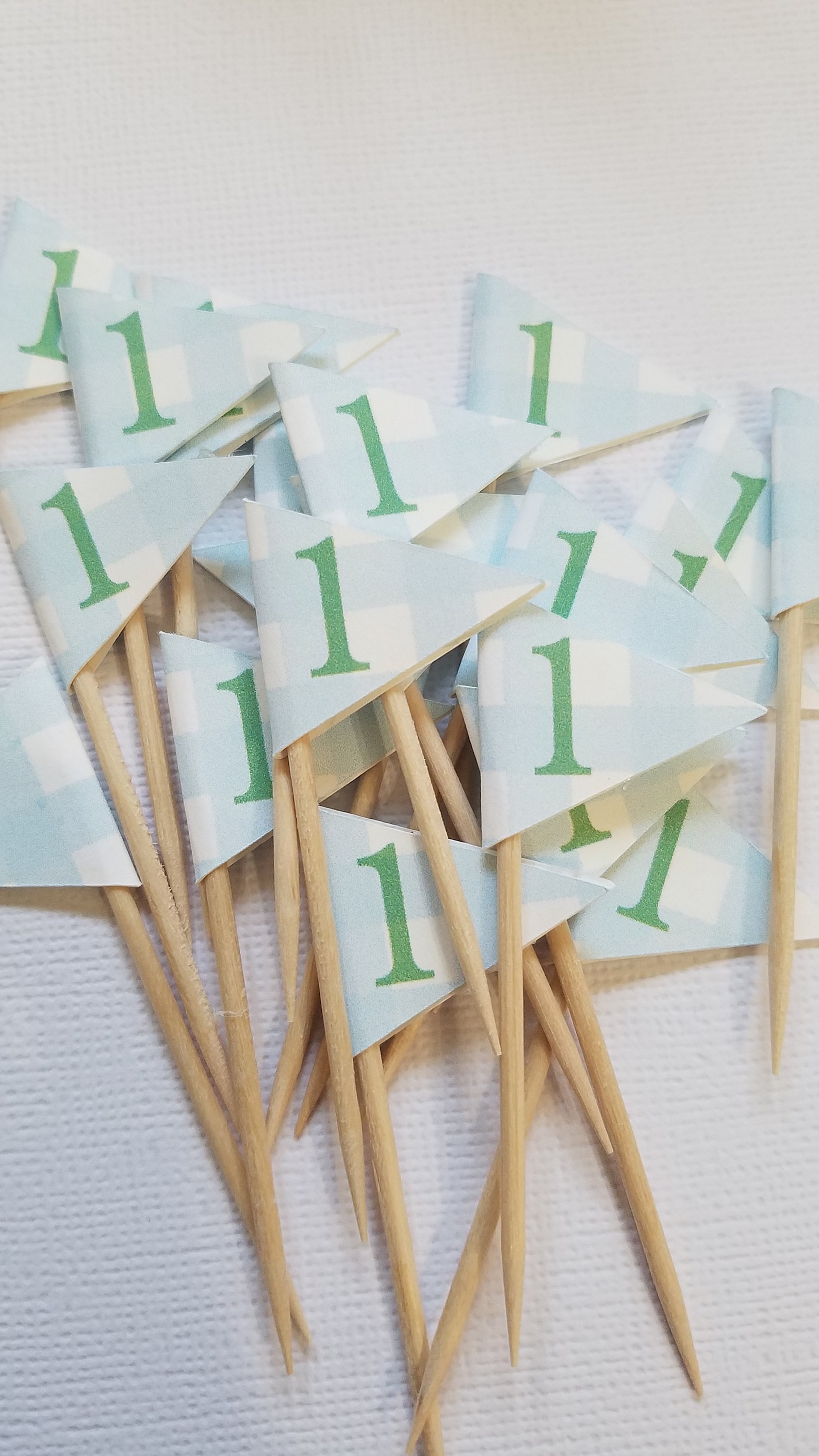Personalized Flag Food Picks, Flag Cupcake Toppers, Set of 24, Gingham ...