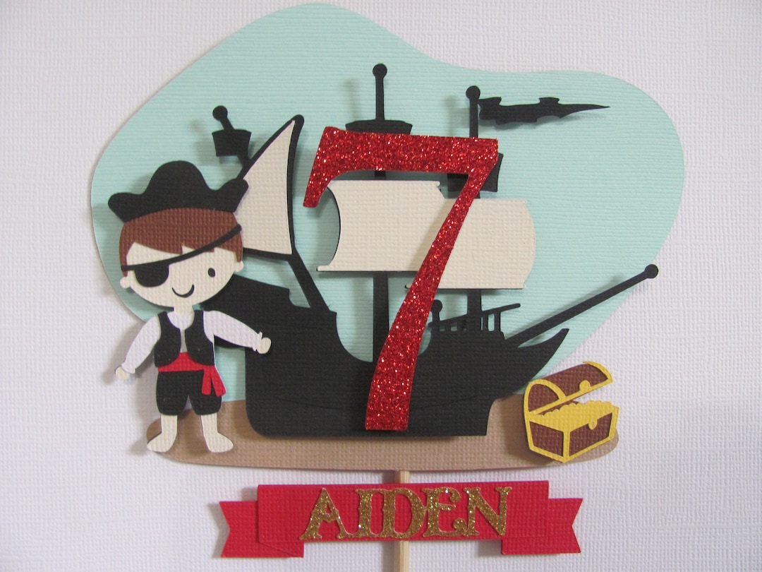 Pirate Cake Topper, Birthday Cake Topper, Pirate Centerpiece Stick ...