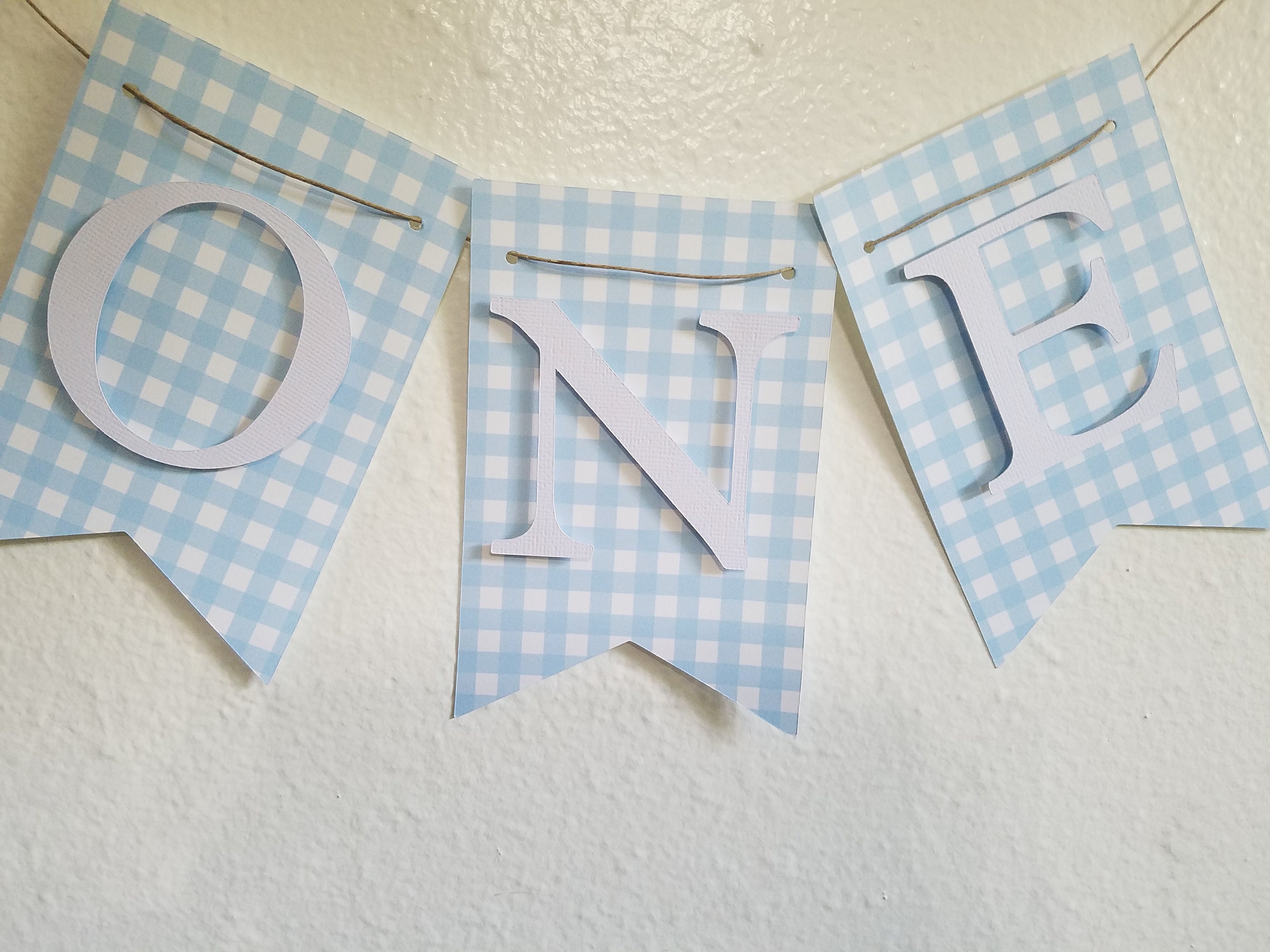 High Chair Banner ONE Banner Blue Gingham ONE Banner Light - Etsy