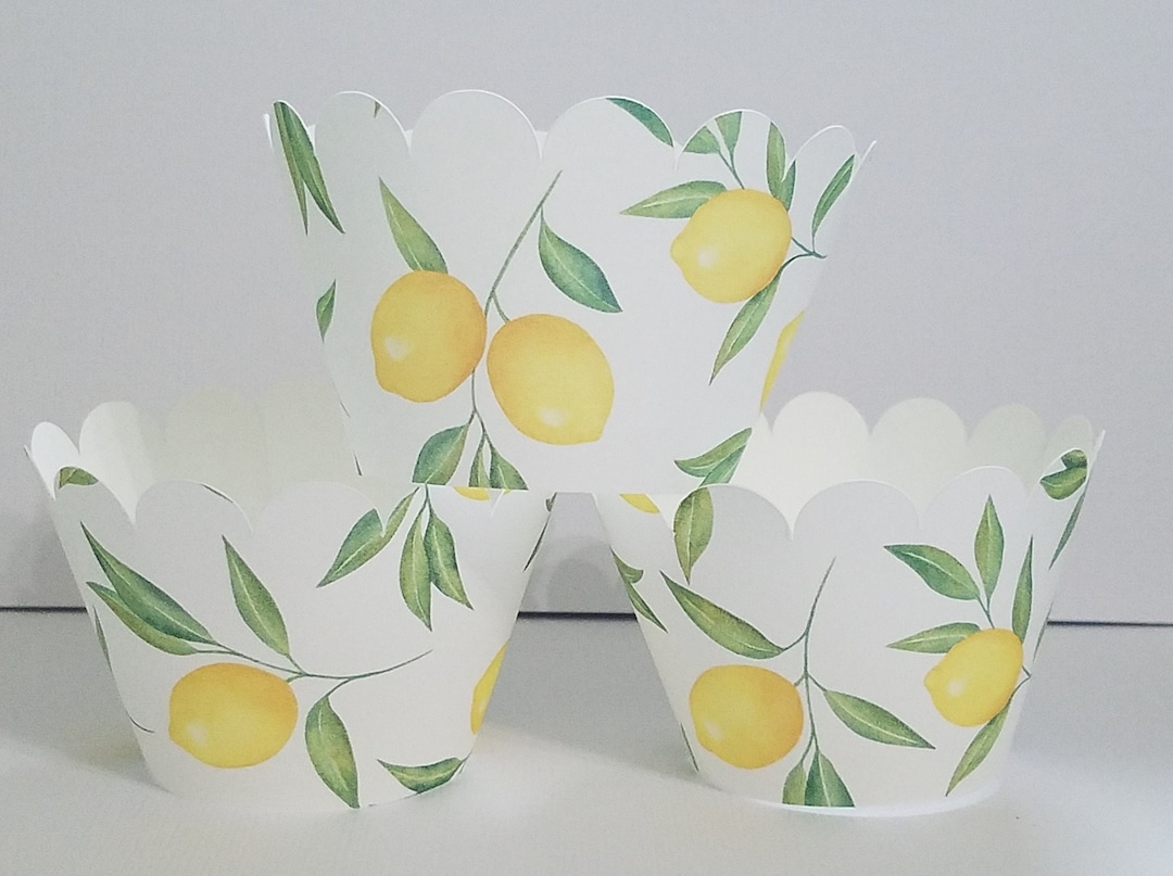 Cupcake Wrappers, Lemon Cupcake Wrappers, Lemon Decorations, Lemon ...
