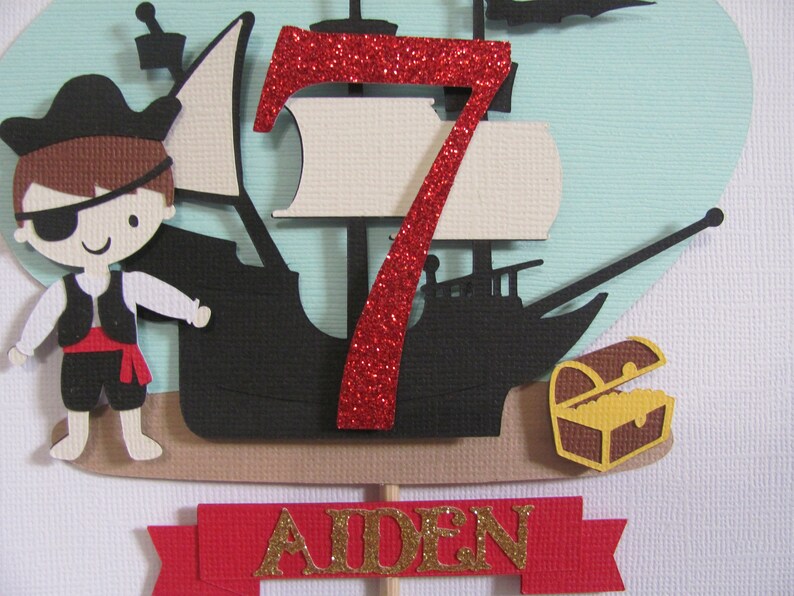 Pirate Cake Topper, Birthday Cake Topper, Pirate Centerpiece Stick ...