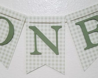 Sage Green Gingham High Chair Banner Printable | Grandmillenial | First ...