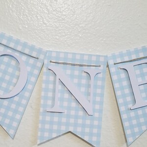 High Chair Banner, ONE Banner, Blue Gingham ONE Banner, Light Blue ...