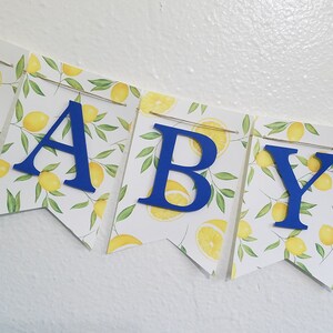 Lemon Baby Shower Banner, Lemon Banner, Blue and Yellow, Blue and Lemon ...