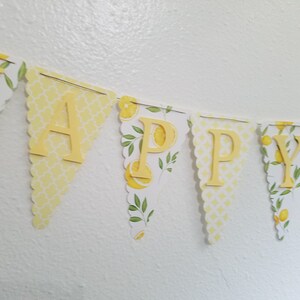 Happy Birthday Banner, Garden Party Banner, Lemon Party, Lemon Birthday ...