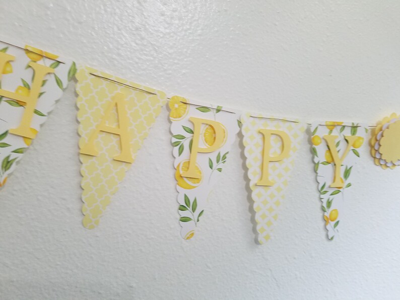 Happy Birthday Banner Garden Party Banner Lemon Party Lemon - Etsy