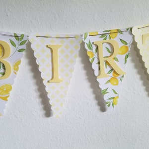 Happy Birthday Banner, Garden Party Banner, Lemon Party, Lemon Birthday ...