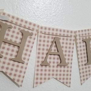 Gingham Happy Birthday Banner, Birthday Banner, Happy 1st Birthday ...