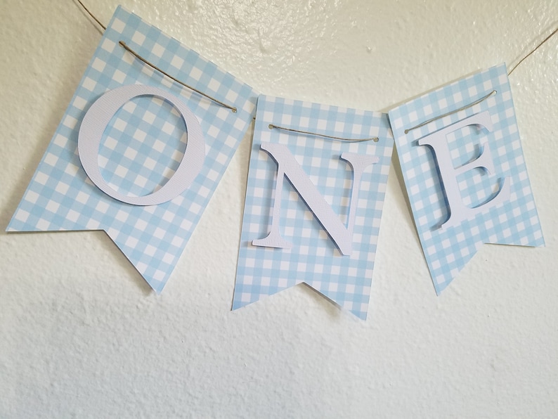 High Chair Banner ONE Banner Blue Gingham ONE Banner Light - Etsy