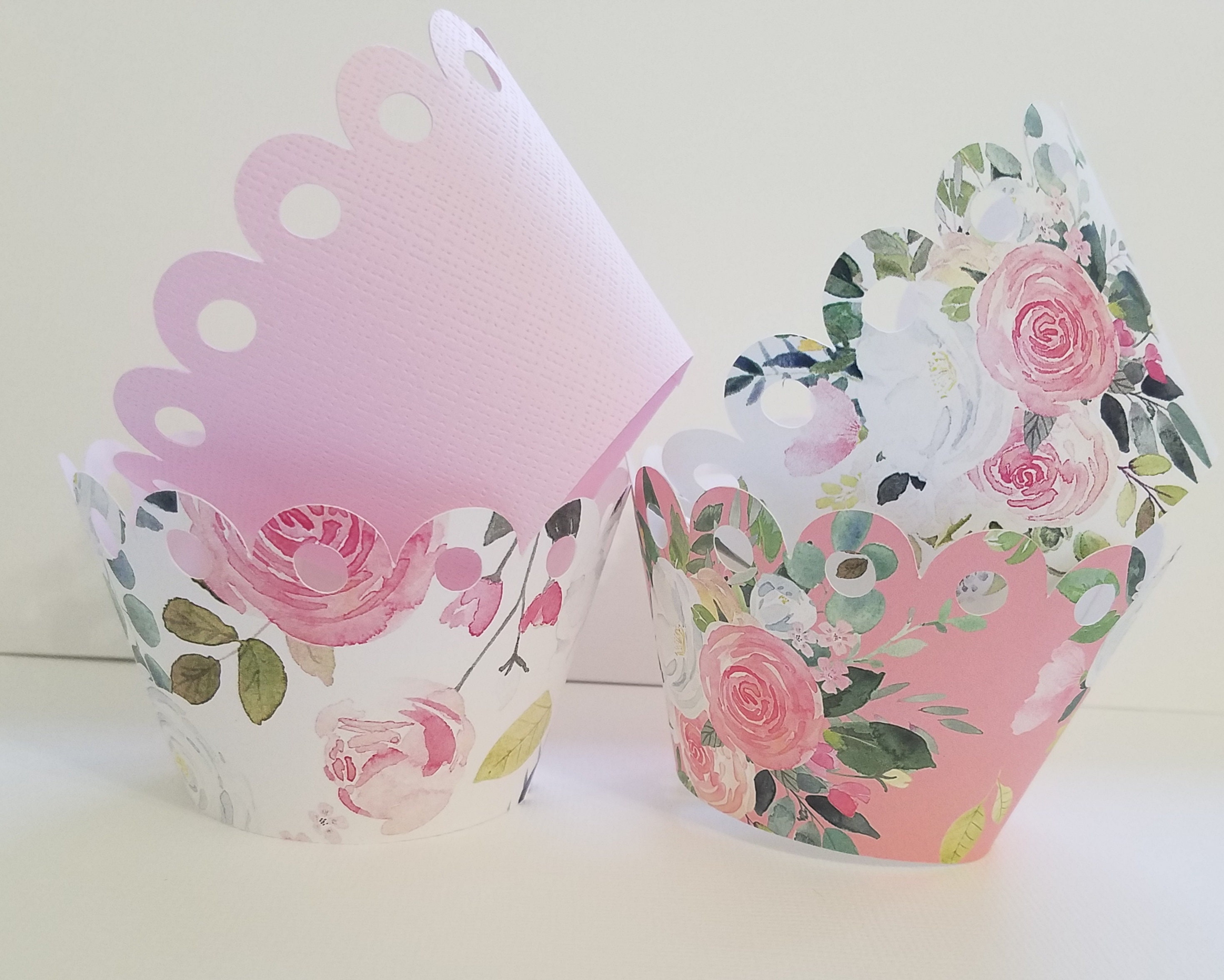 Sets of 12 Cupcake Wrappers Pink Floral Cupcake Wrappers - Etsy