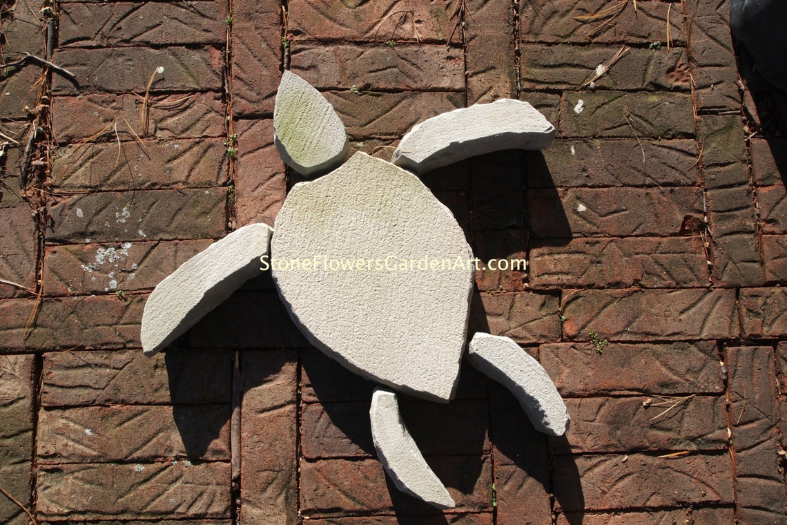 Stone Flowers Garden Art Turtle - Etsy