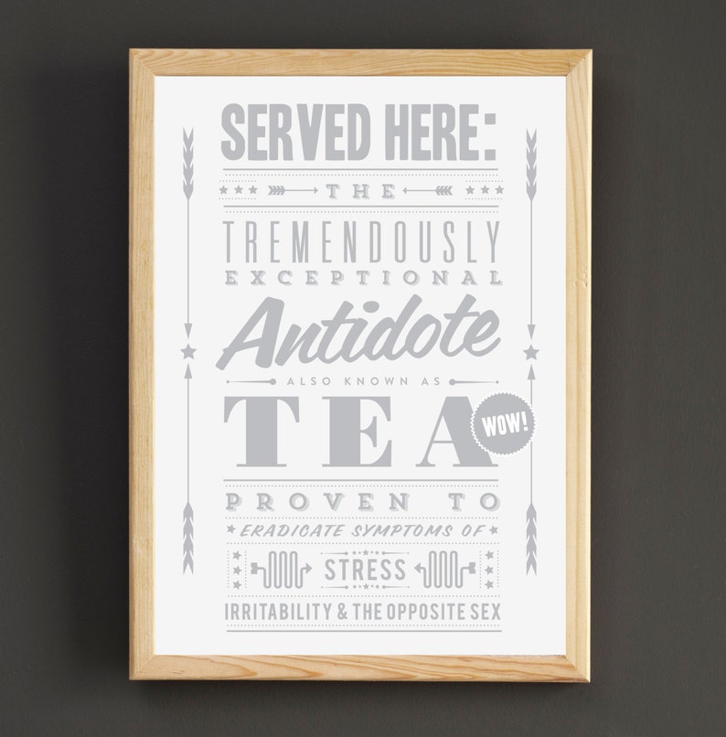 Tea Antidote Notice Fine Art Print Retro Poster Polite - Etsy
