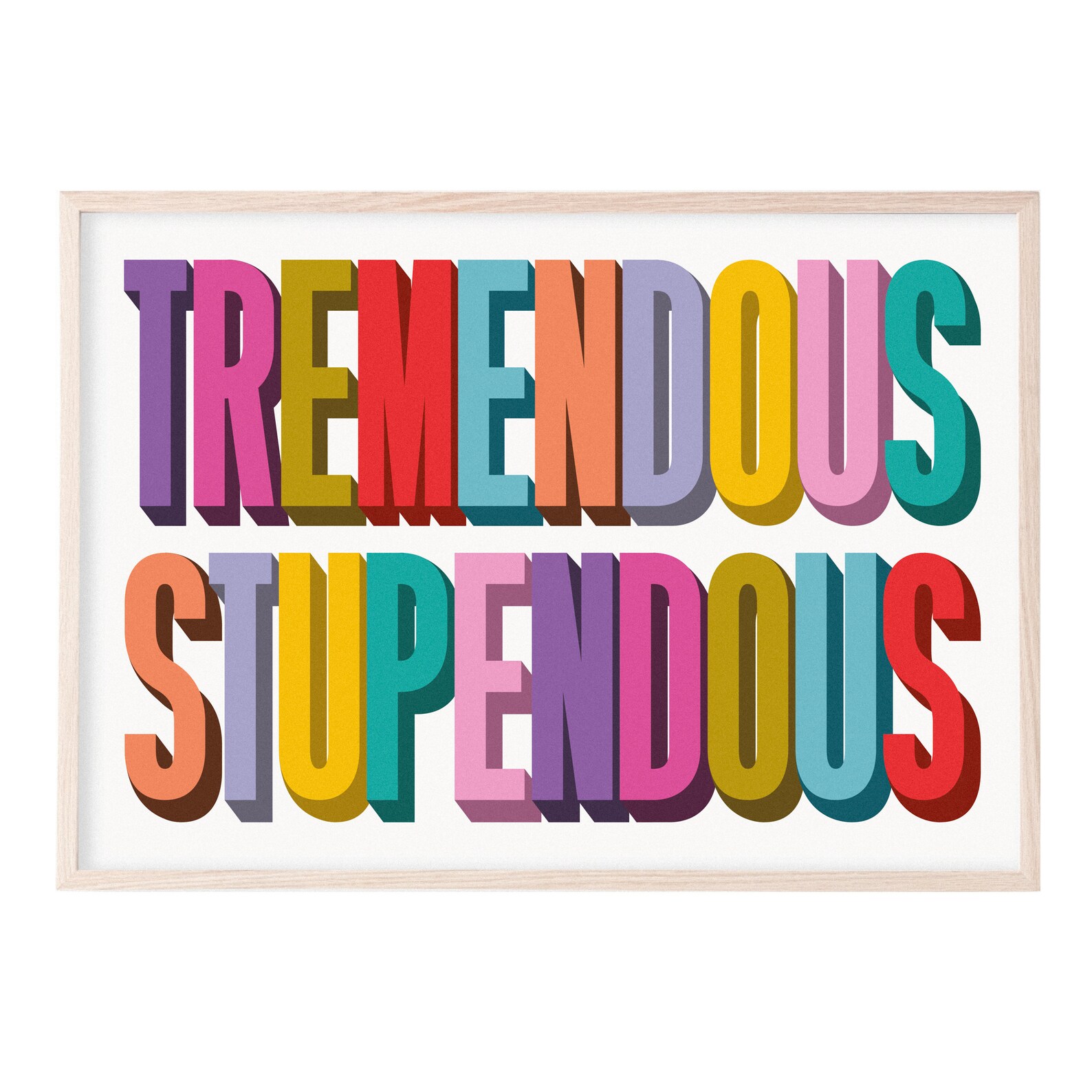 Tremendous Stupendous Fine Art Print Bright Colourful Retro Typography ...