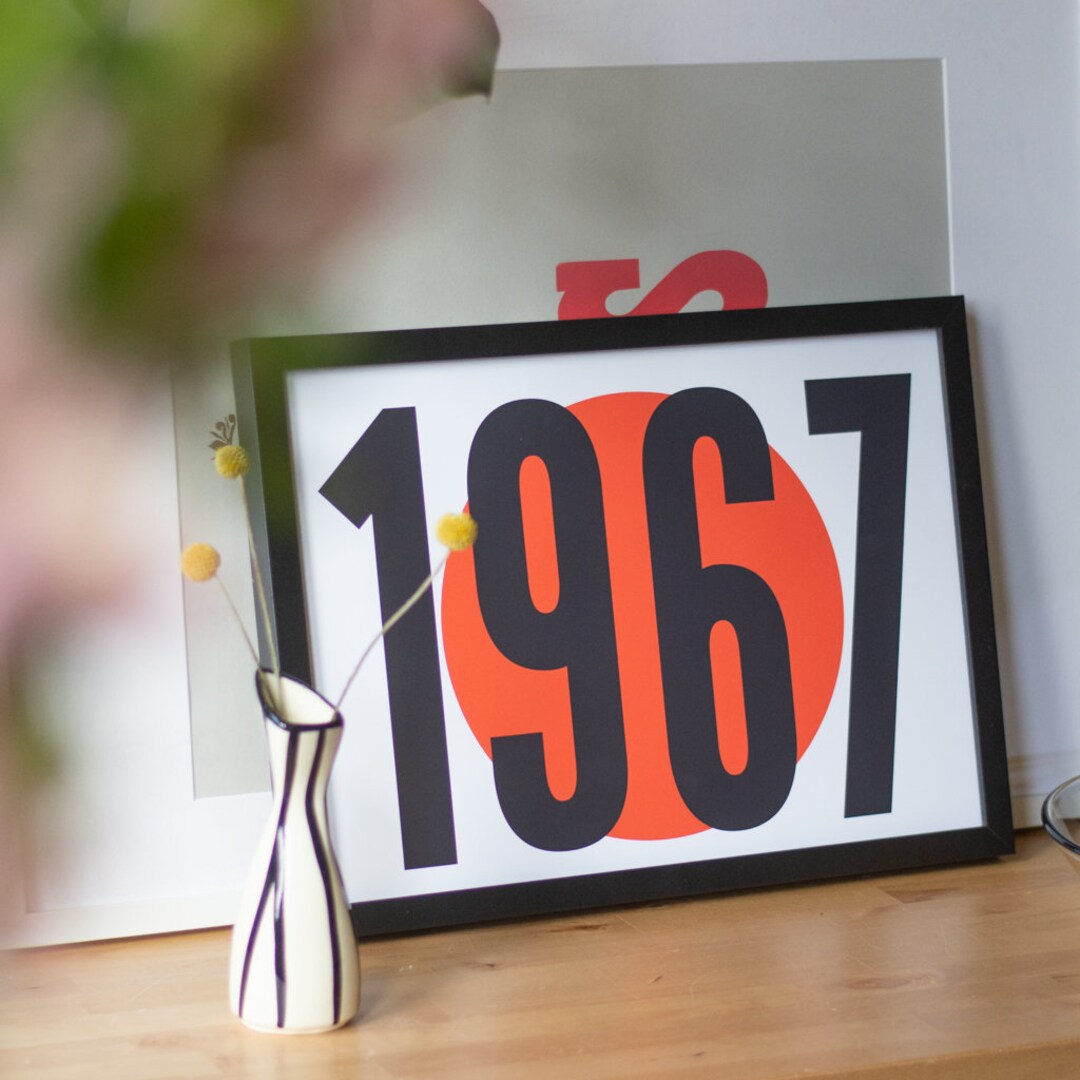 Personalised Retro Number Year Print Minimalist Retro - Etsy