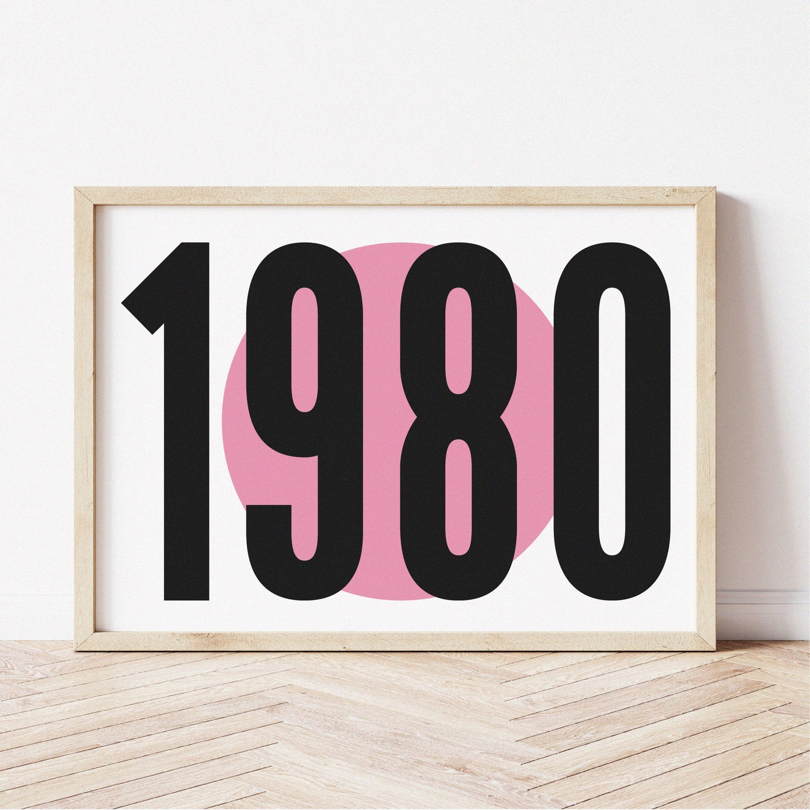 Personalised Retro Number Year Print Minimalist Retro | Etsy