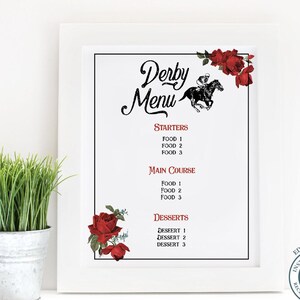 Derby Menu Sign, Editable Printable, Derby Race Horse, Decor, Vintage ...