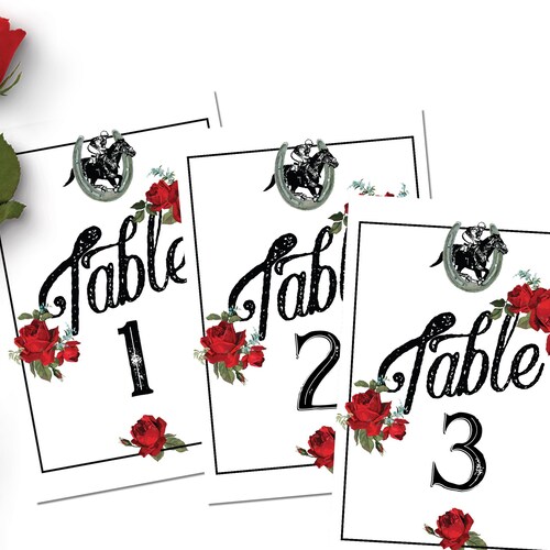 Derby Party Table Number Signs Editable Printable File | Etsy