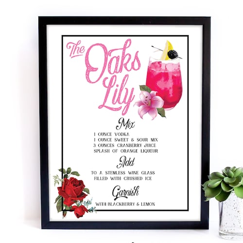 Oaks Lily Drink Bar Menu Sign Template Derby Signature Drink - Etsy