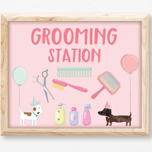 Grooming Station Sign Printable Dog Birthday Party Puppy - Etsy
