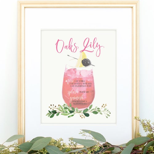 Oaks Lily Drink Bar Menu Sign Template Derby Signature Drink - Etsy
