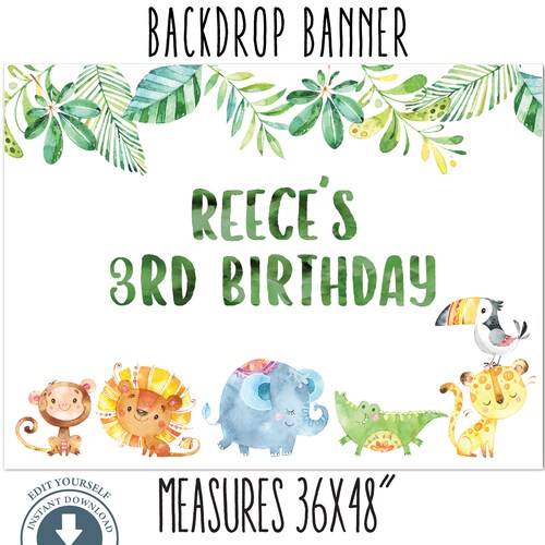 Jungle Safari Welcome Sign Editable Printable Birthday - Etsy