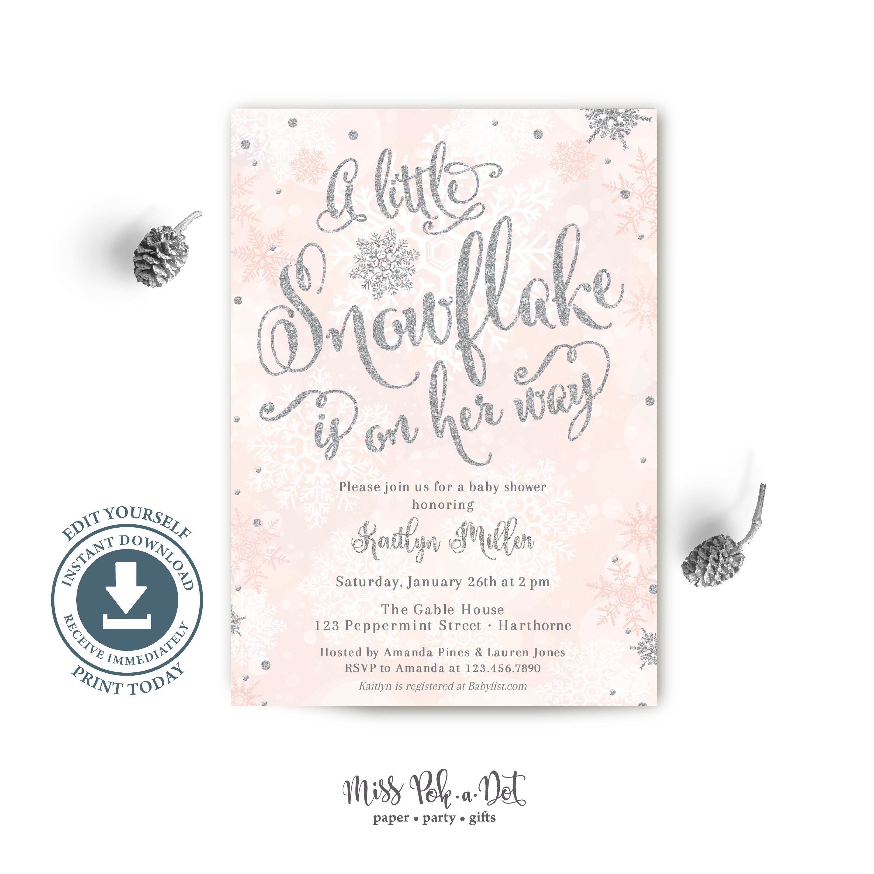 Invitations instant download Snowflake Baby Shower Invitation Printable ...