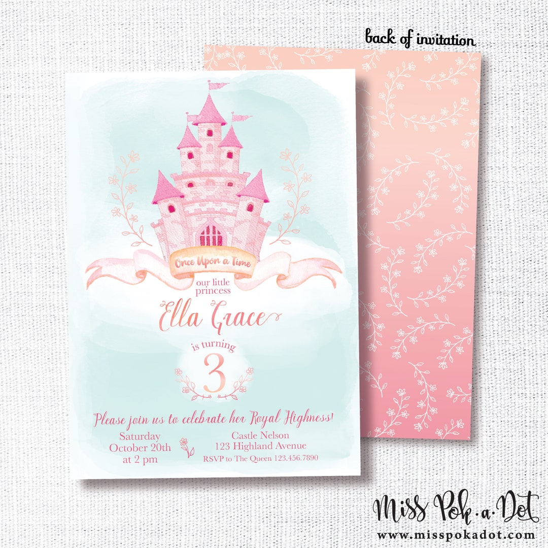 Castle Birthday Party Invitation, Printable, Princess, Storybook Invite ...