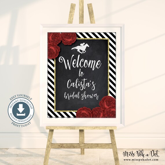 Horse Race Welcome Sign Editable Printable Red Roses Derby - Etsy
