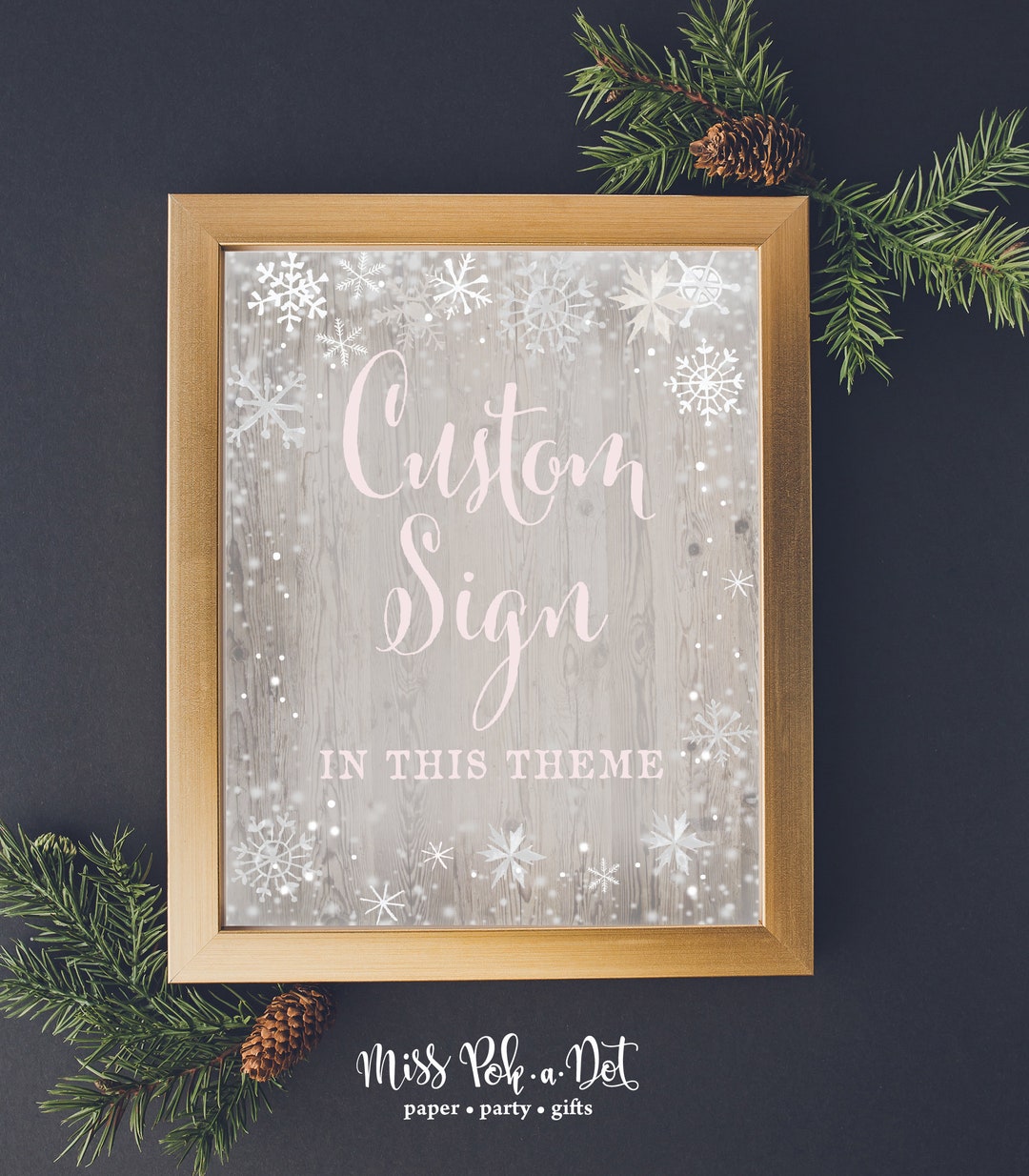 Pink Snowflake Baby Shower Custom Sign, Printable, Winter, Girl ...