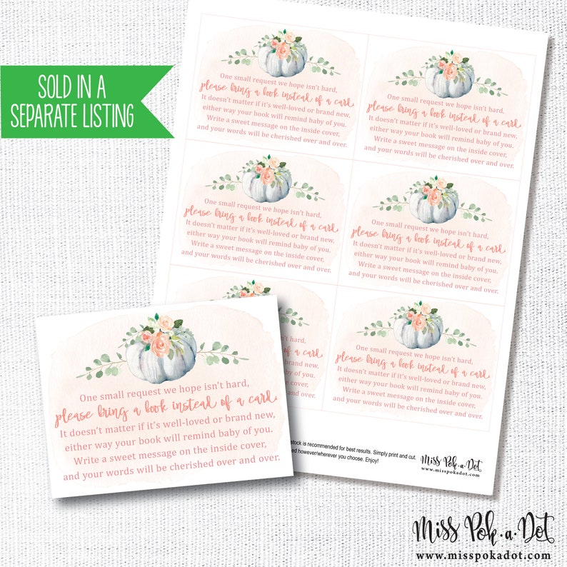 White Pumpkin Diaper Raffle Ticket Printable Girl Fall Baby | Etsy