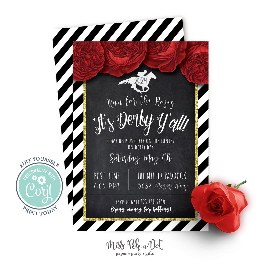 Kentucky Derby Party Invitation, Editable Digital Download, Horse ...