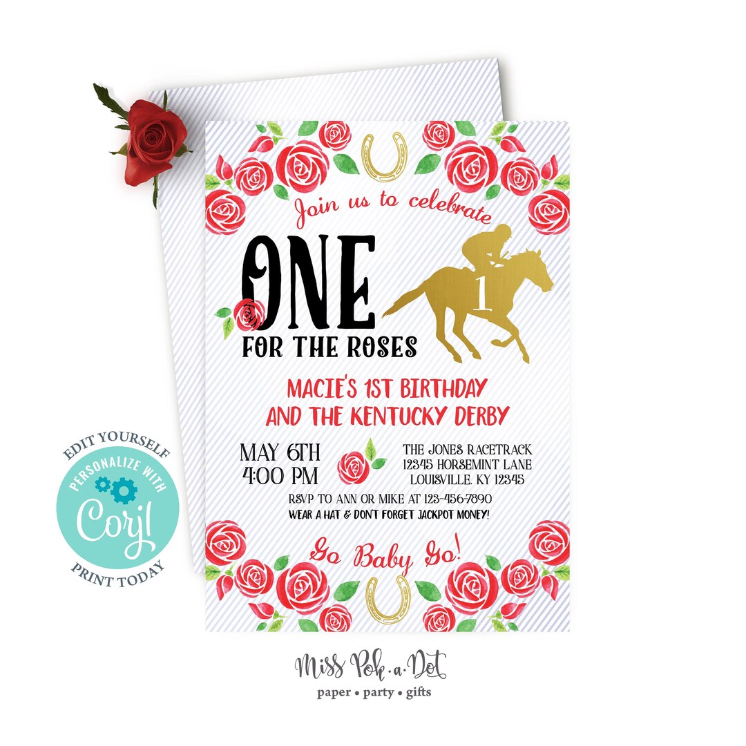 Kentucky Derby Birthday Party Invitation, Editable Digital, Horse Race ...