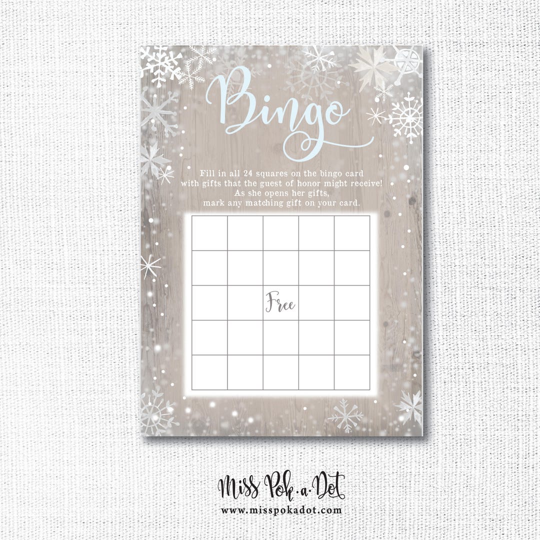 Blue Snowflake Baby Shower Game Printable BINGO Winter - Etsy