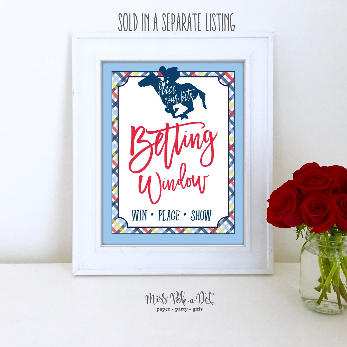 Welcome Derby Party Sign, Printable, Horse Race Decoration, Decor, Navy ...