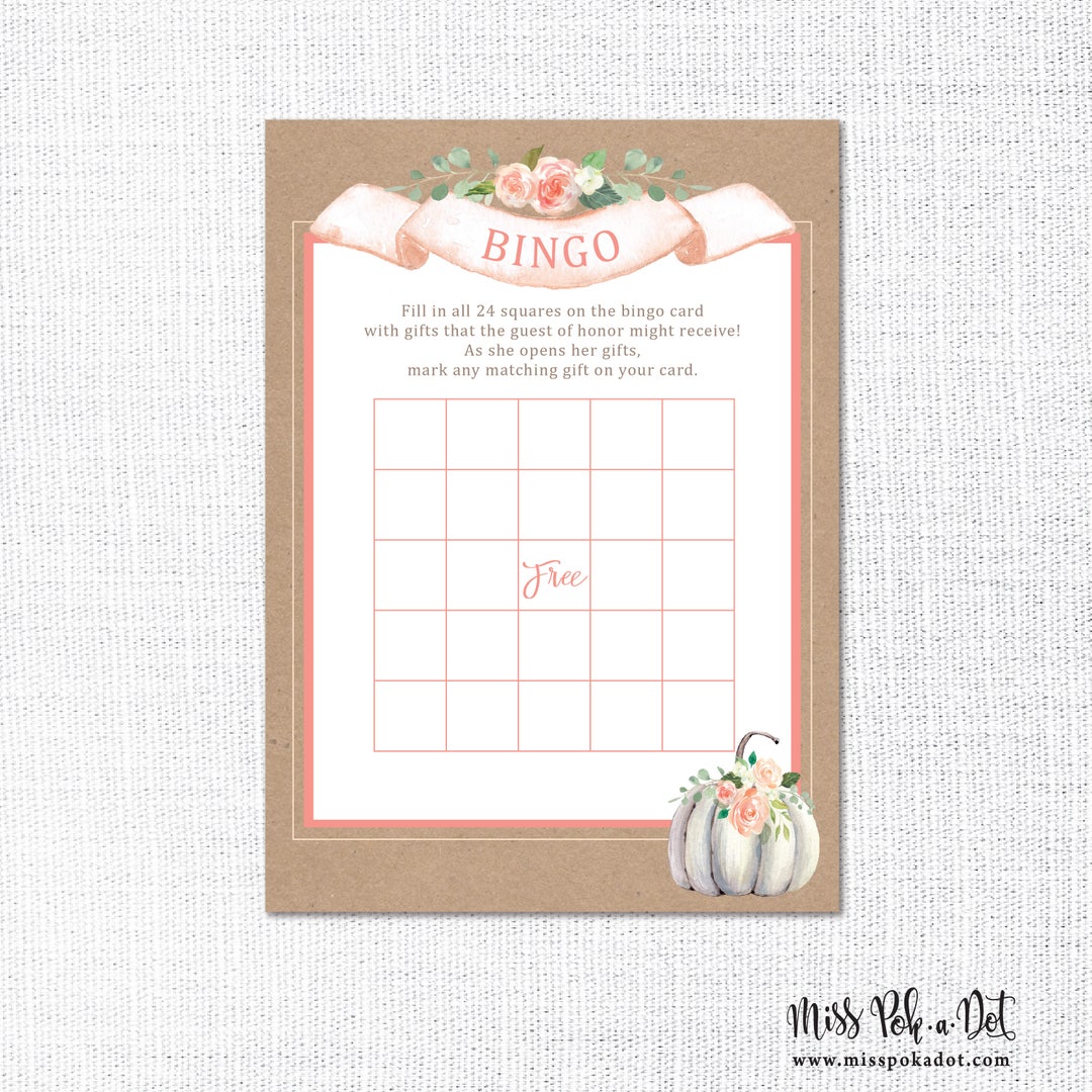 Pumpkin Baby Shower Game, Printable, BINGO, Fall, Girl, Boho ...