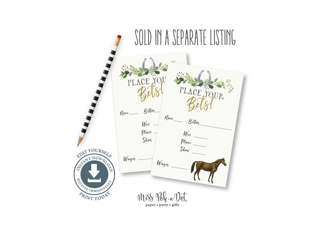 Derby Party Table Number Signs, Editable Printable File, Cards ...