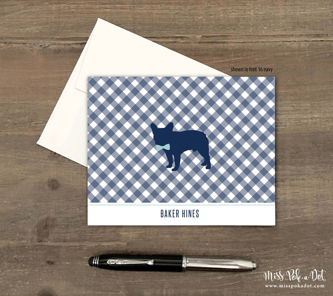 Personalized Folded Note Cards, French Bulldog, Frenchie, Stationery ...
