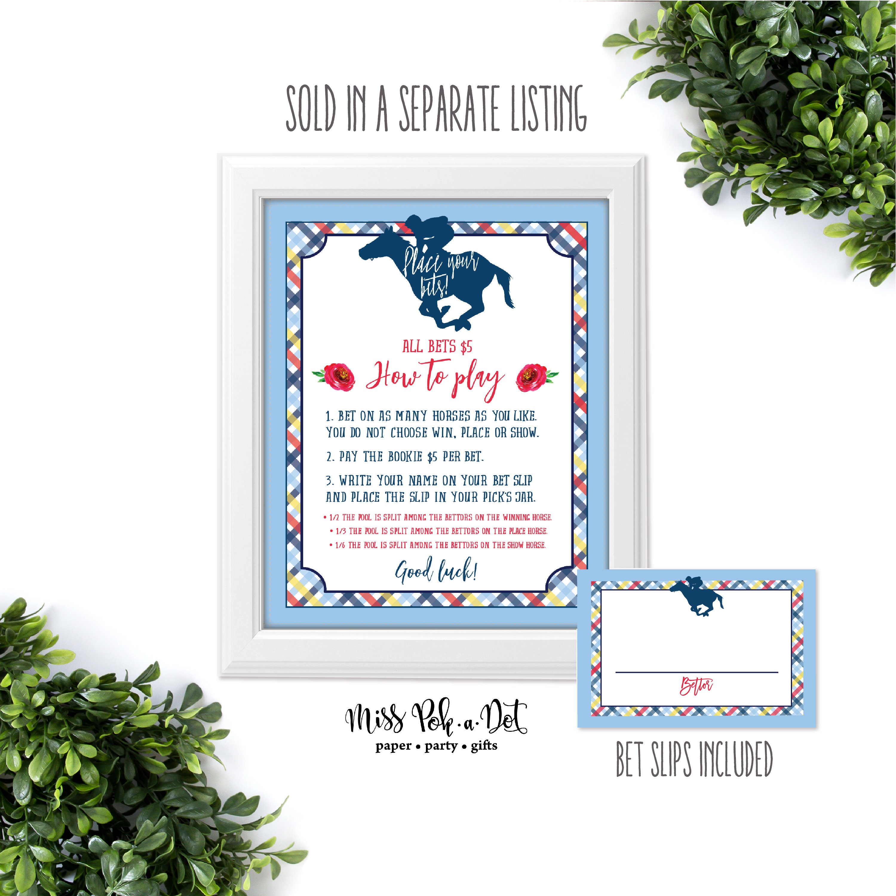 Welcome Derby Party Sign, Printable, Horse Race Decoration, Decor, Navy ...