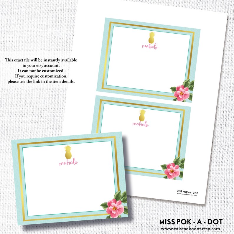 GOLD PINEAPPLE thank you note card luau invitation aloha | Etsy