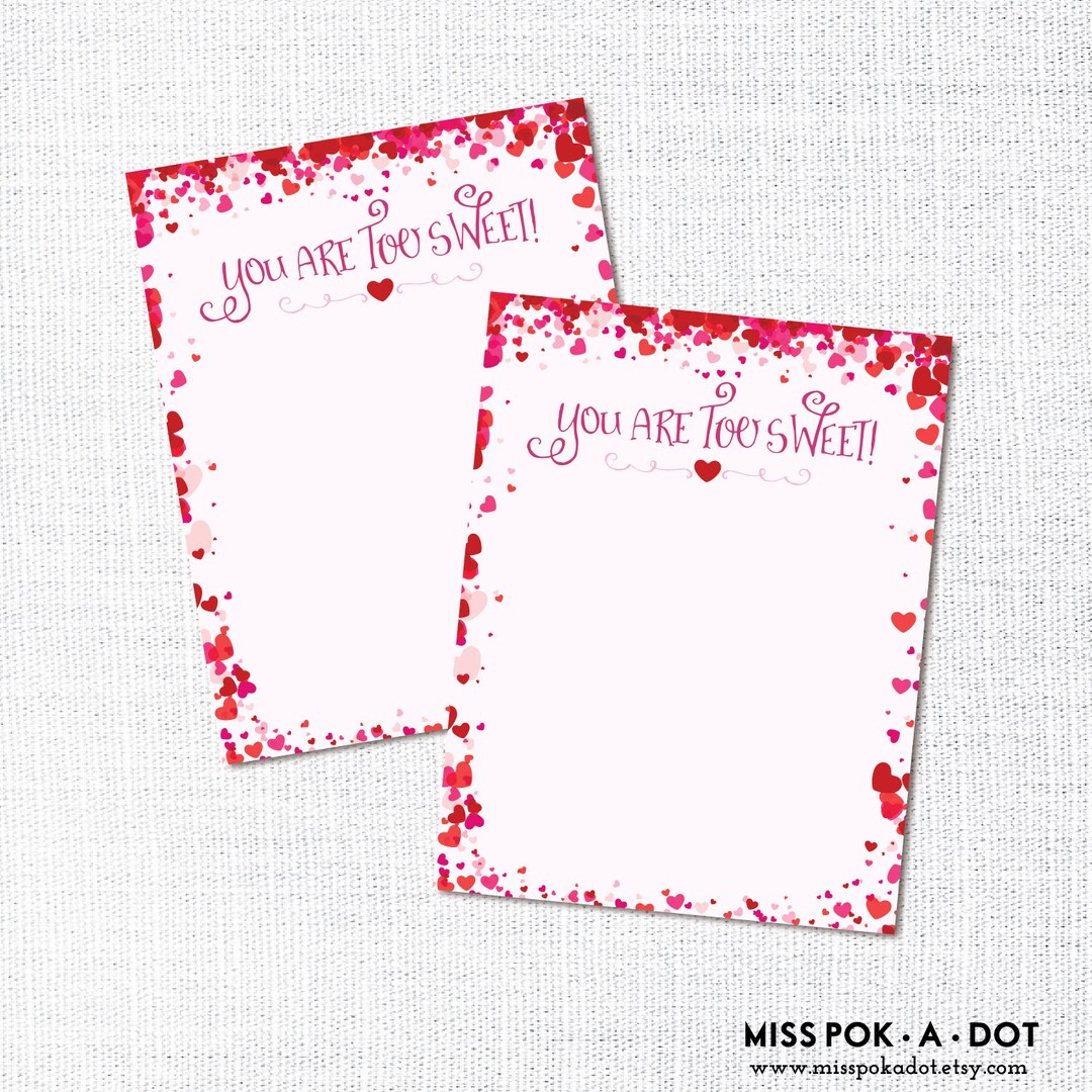VALENTINE HEARTS Confetti Thank You Note Instant Digital Download Diy ...