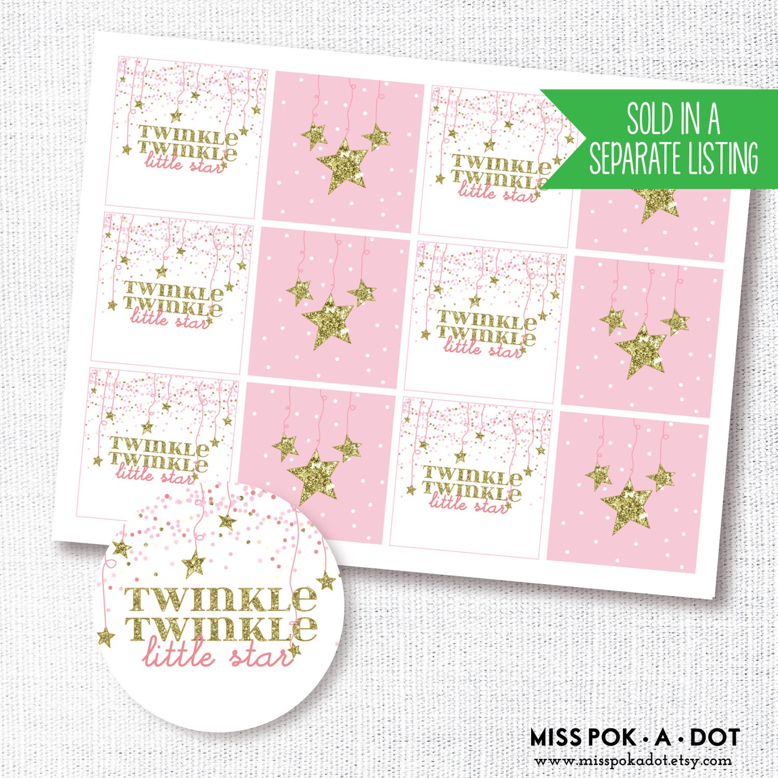TWINKLE TWINKLE Little Star Thank You Favor Tag Sticker Blush | Etsy
