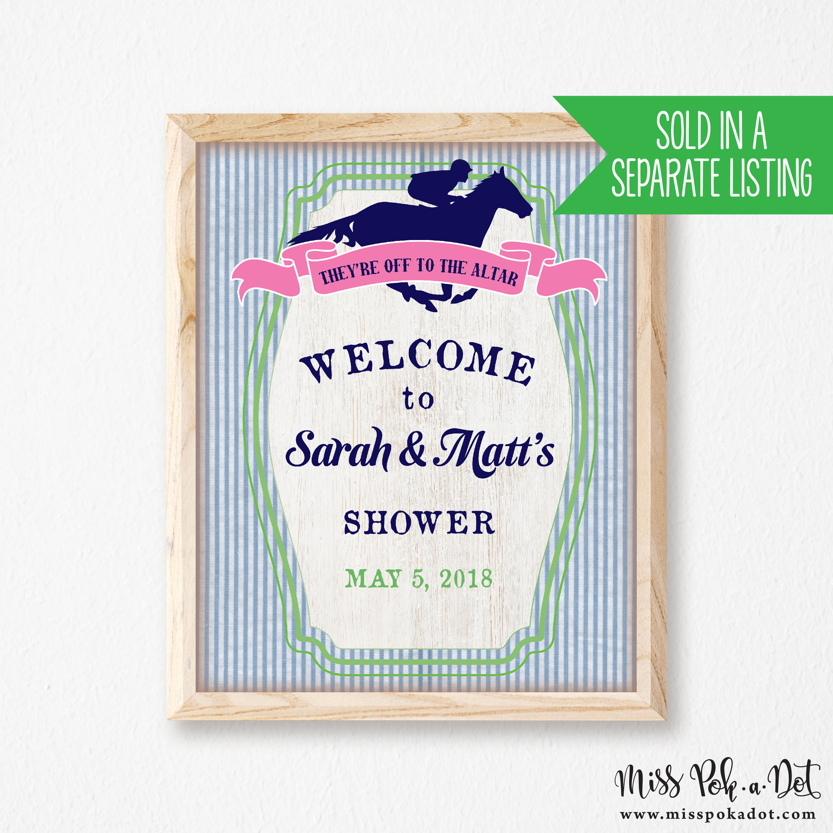 Preppy Derby Menu Sign Editable Printable File Seersucker | Etsy
