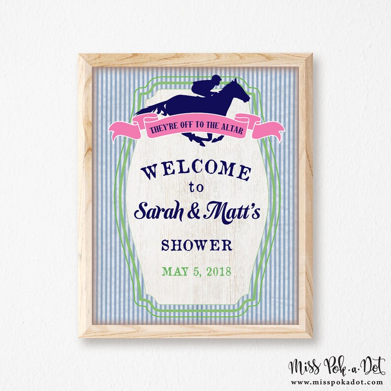 Preppy Derby Shower Welcome Sign Editable Digital Couples - Etsy