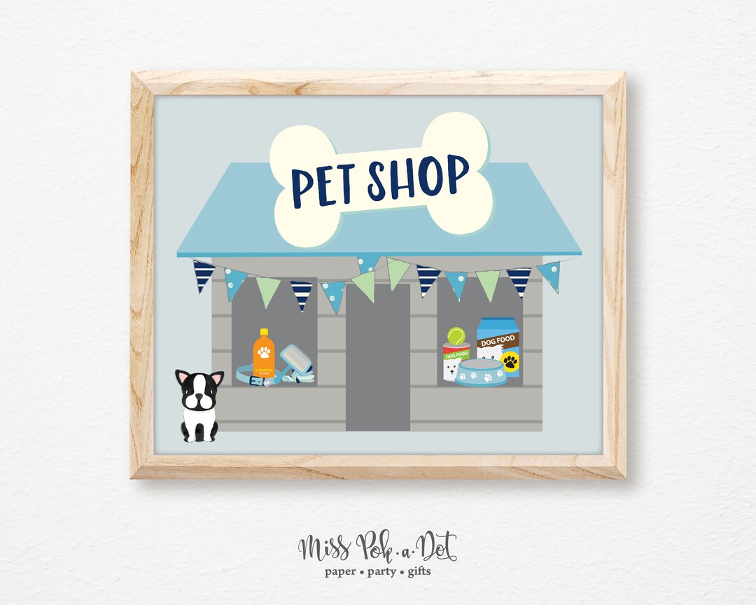 Pet Shop Sign, Printable, Dog Birthday Party, Puppy Adoption, Boy ...