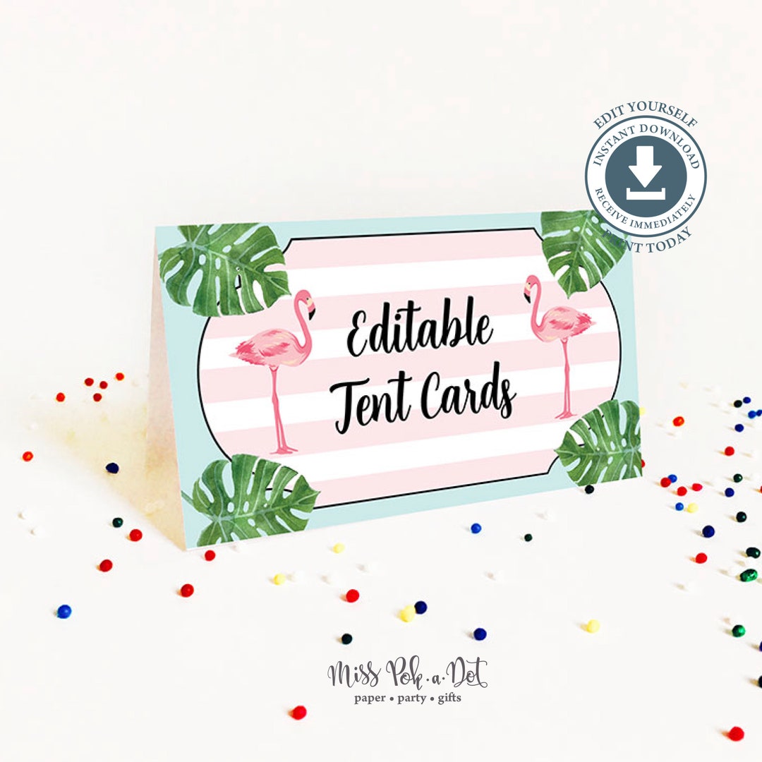Flamingo Editable Tent Cards, Food Signs, Table, Dessert, Buffet Bar ...