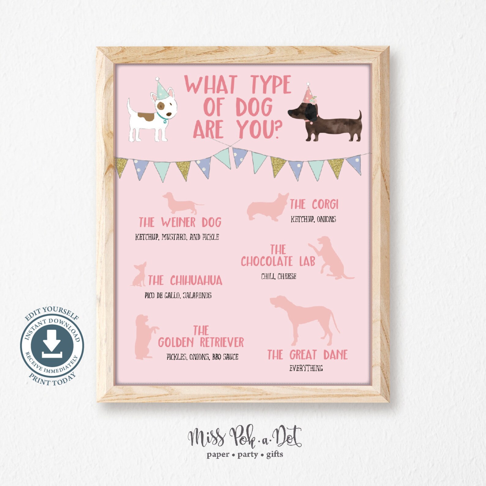 Hot Dog Bar Menu Sign Editable Printable Dog Birthday Party | Etsy