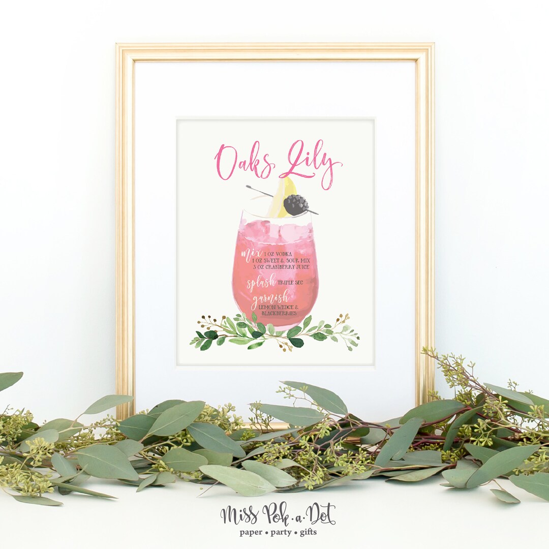 Oaks Lily Drink Sign, Printable, Horse Race Party Decoration, Decor ...
